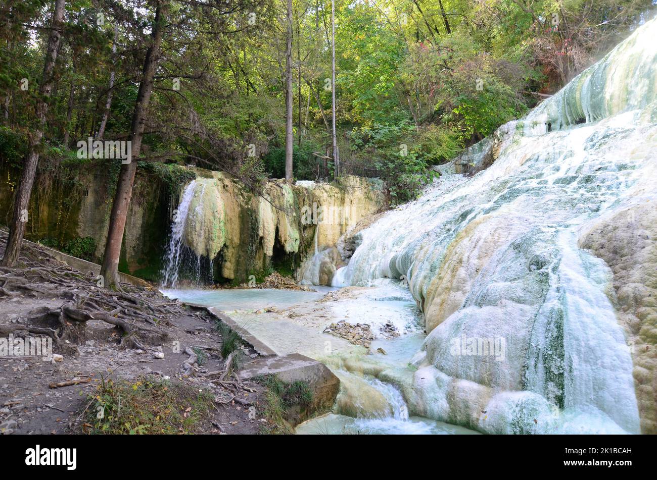 Mineral and calcifications at a natural geothermal hot spring in Italy ...