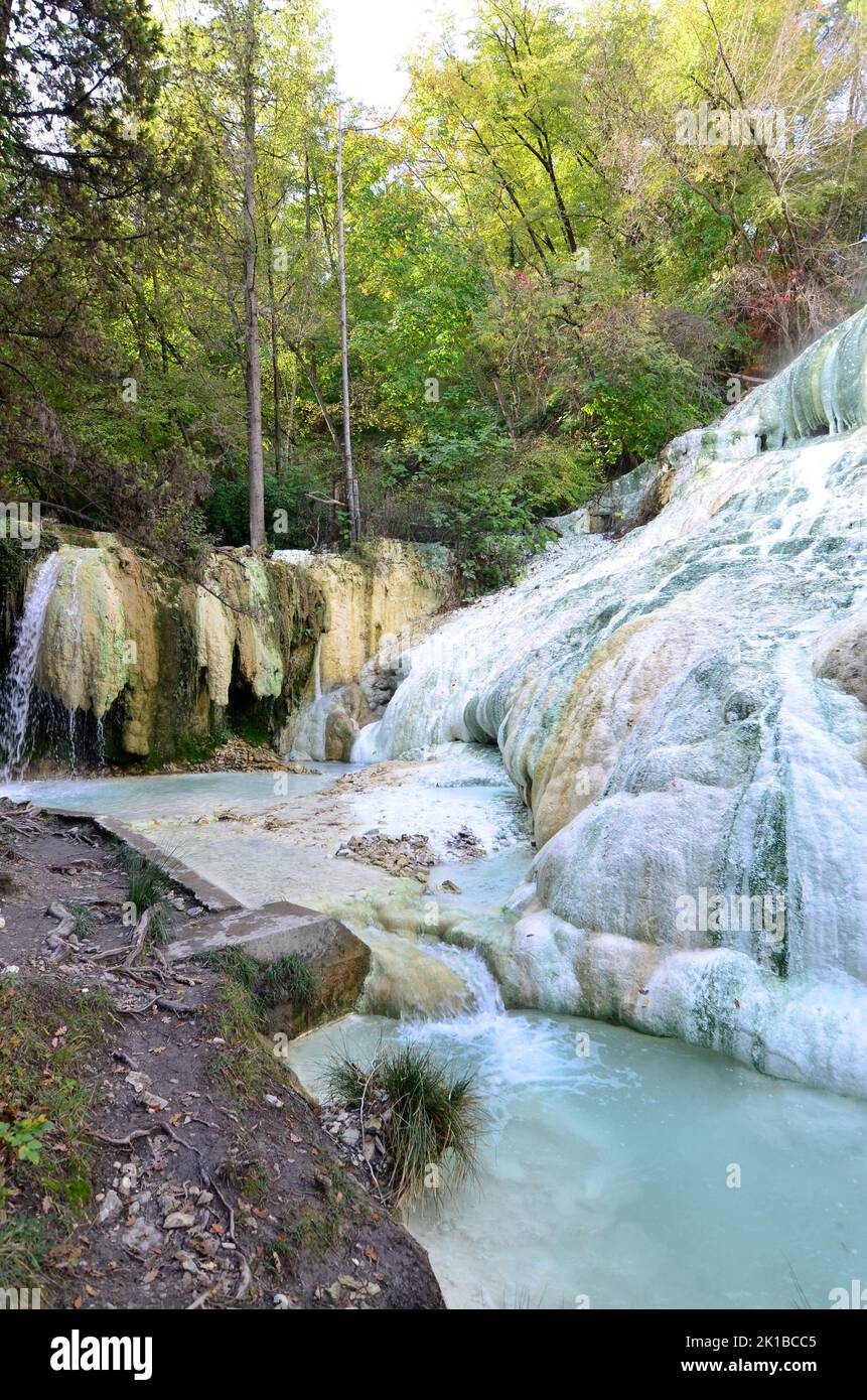 Geothermal natural hot spring with mineral deposits adn calcifications ...