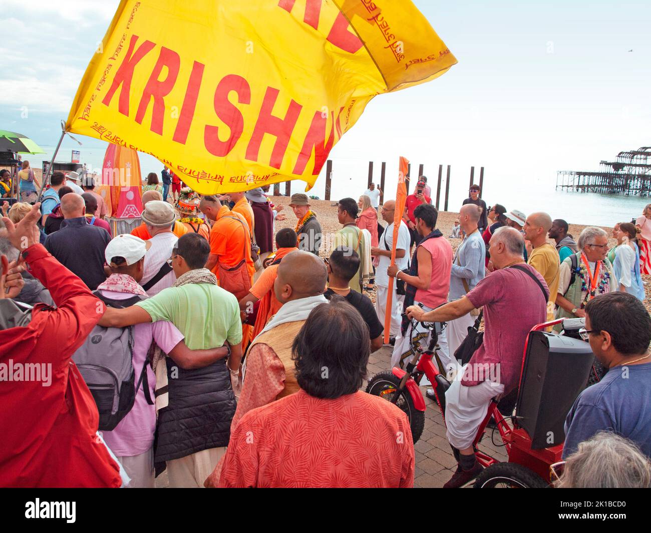 Devotees of the Hare Krishna movement gather on the seafront at ...