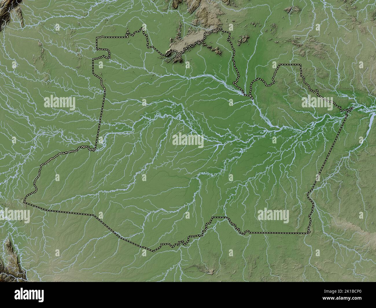 Amazonas, state of Brazil. Elevation map colored in wiki style with ...