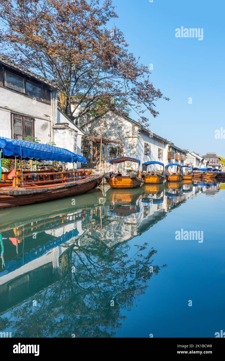 Ships in Zhouzhuang Ancient Town, Suzhou, China Stock Photo - Alamy