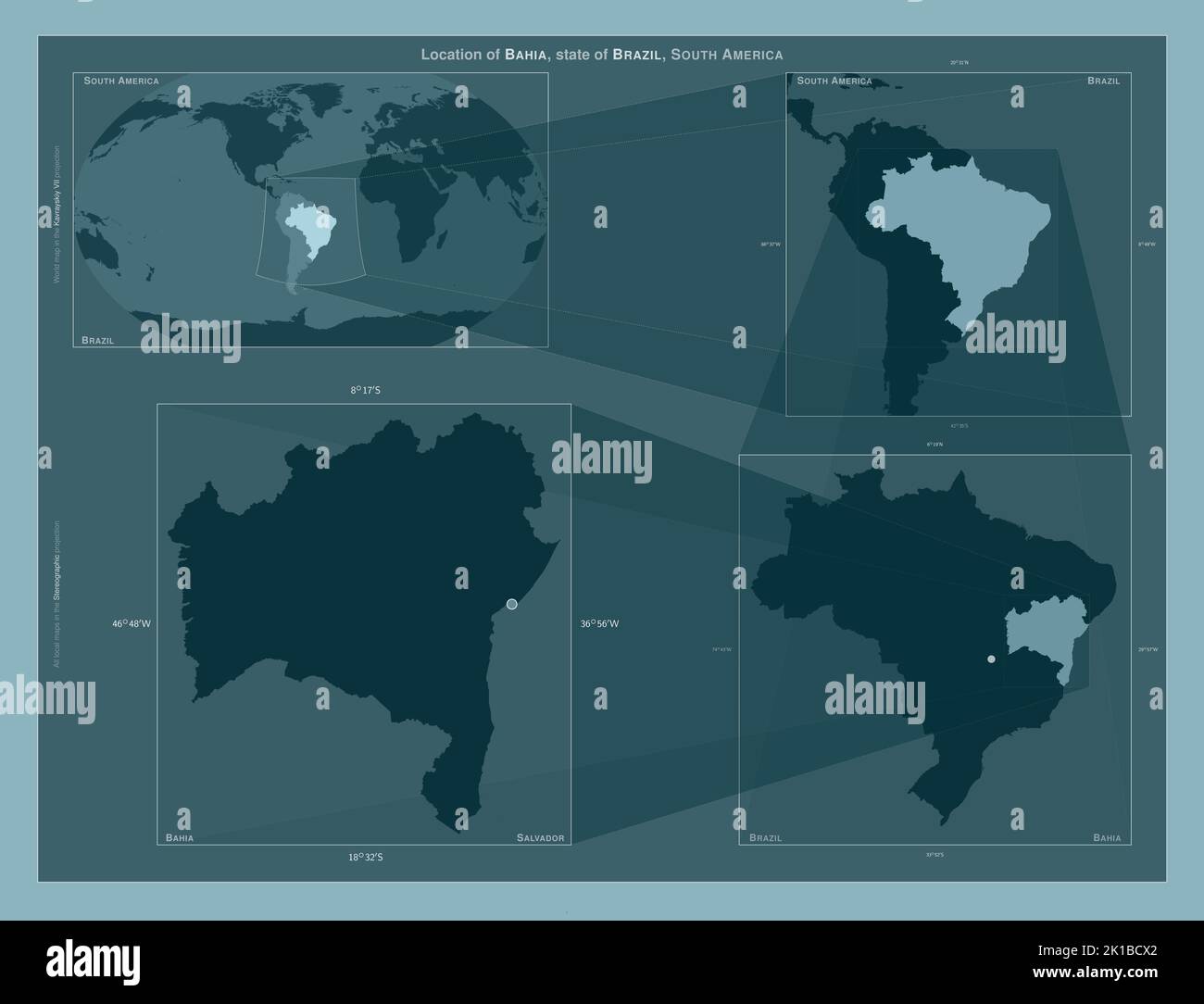 Bahia, state of Brazil. Diagram showing the location of the region on ...