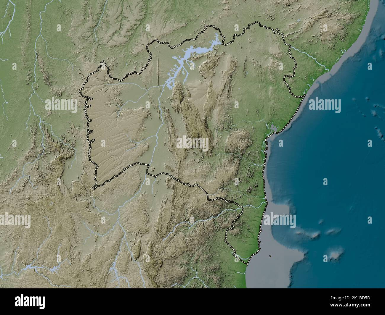 Bahia, state of Brazil. Elevation map colored in wiki style with lakes ...