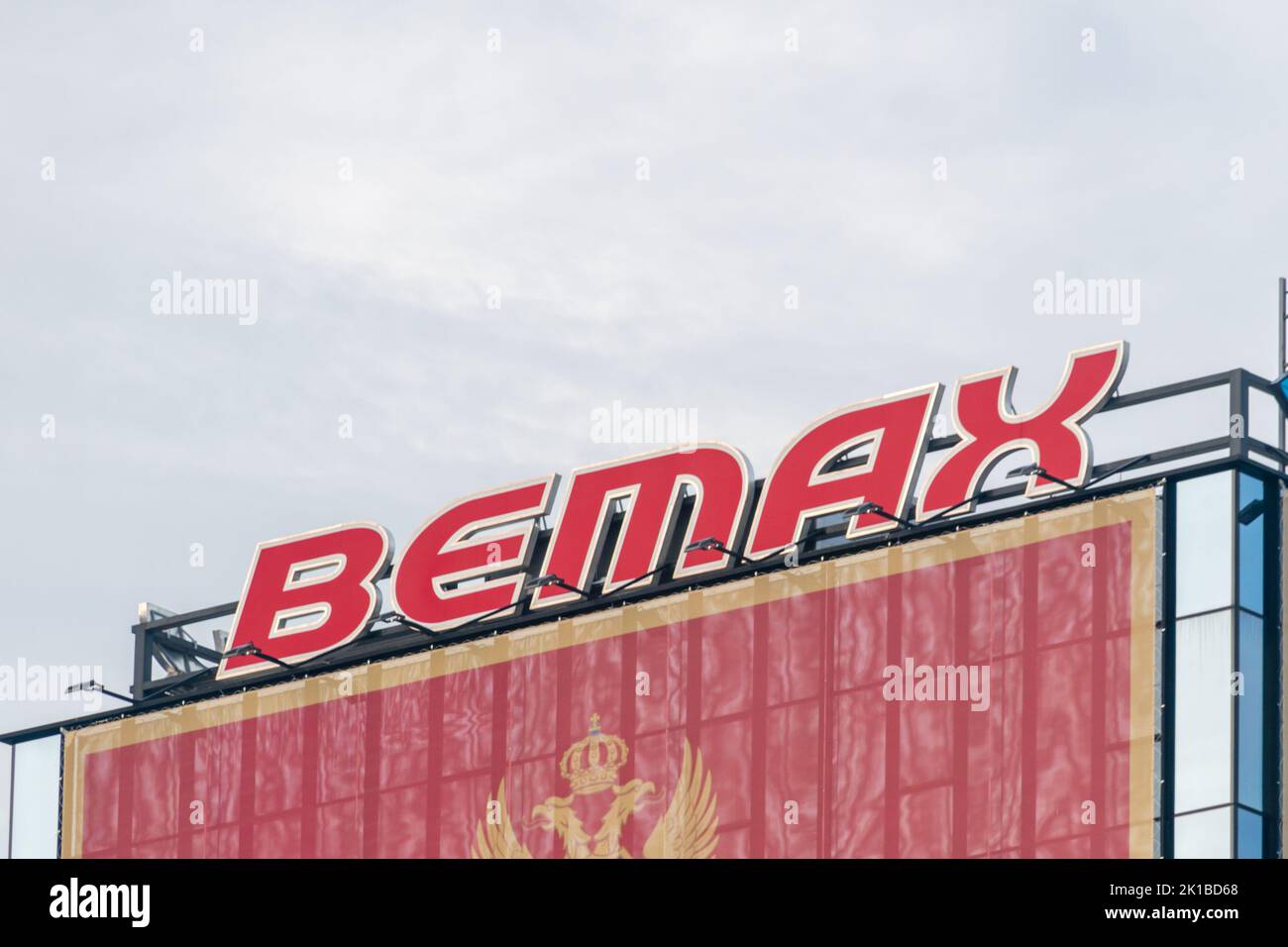 Podgorica, Montenegro - June 4, 2022: Logo and sign of construction ...