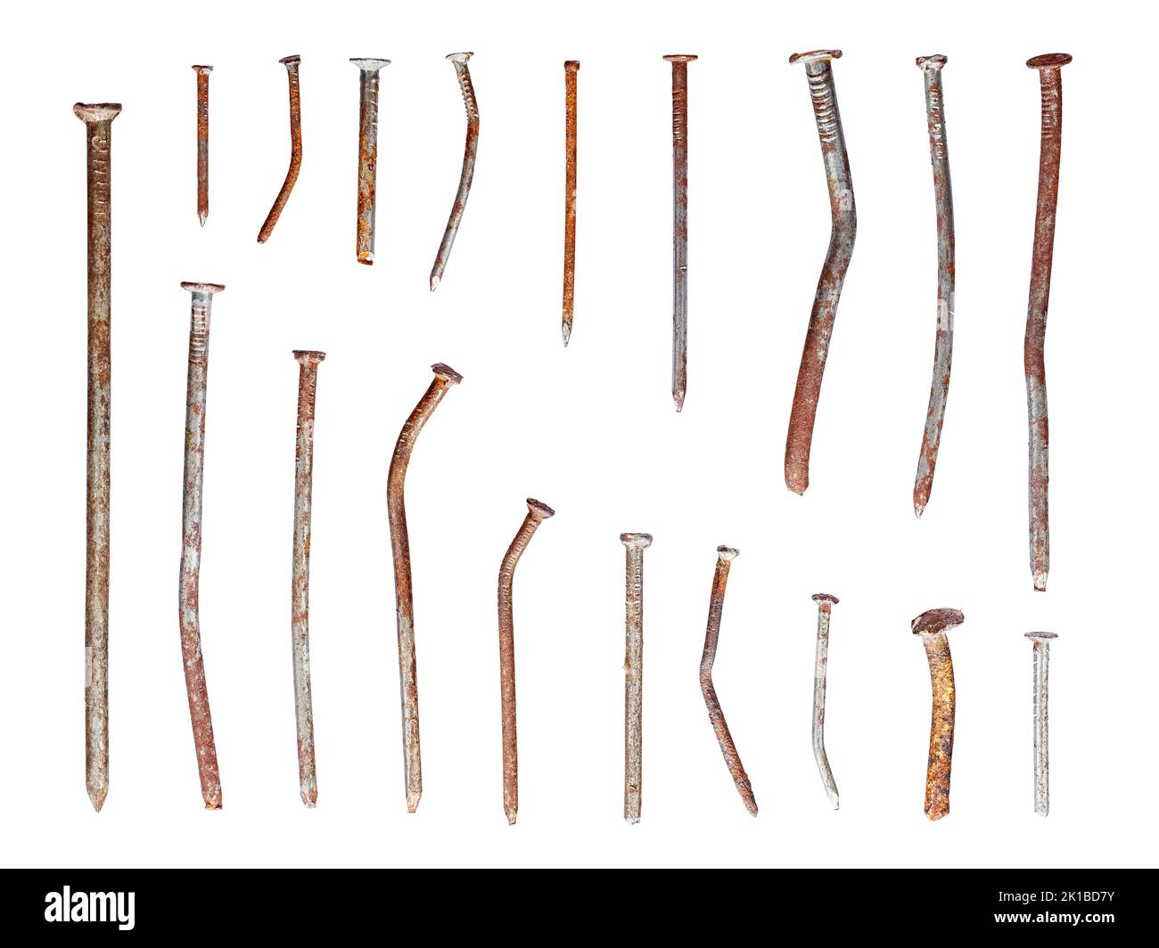 Set of different used rusty nails isolated on white background Stock ...