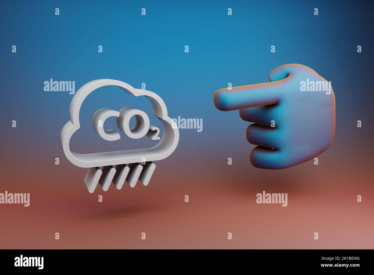 Beautiful illustrations abstract Hand index finger points to Cloud Co2 ...