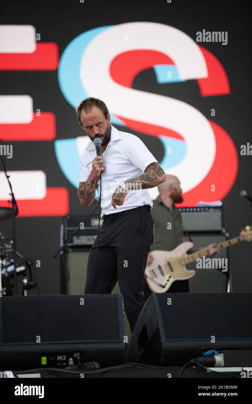 British post-punk band Idles performing at the Tempelhof Sounds ...