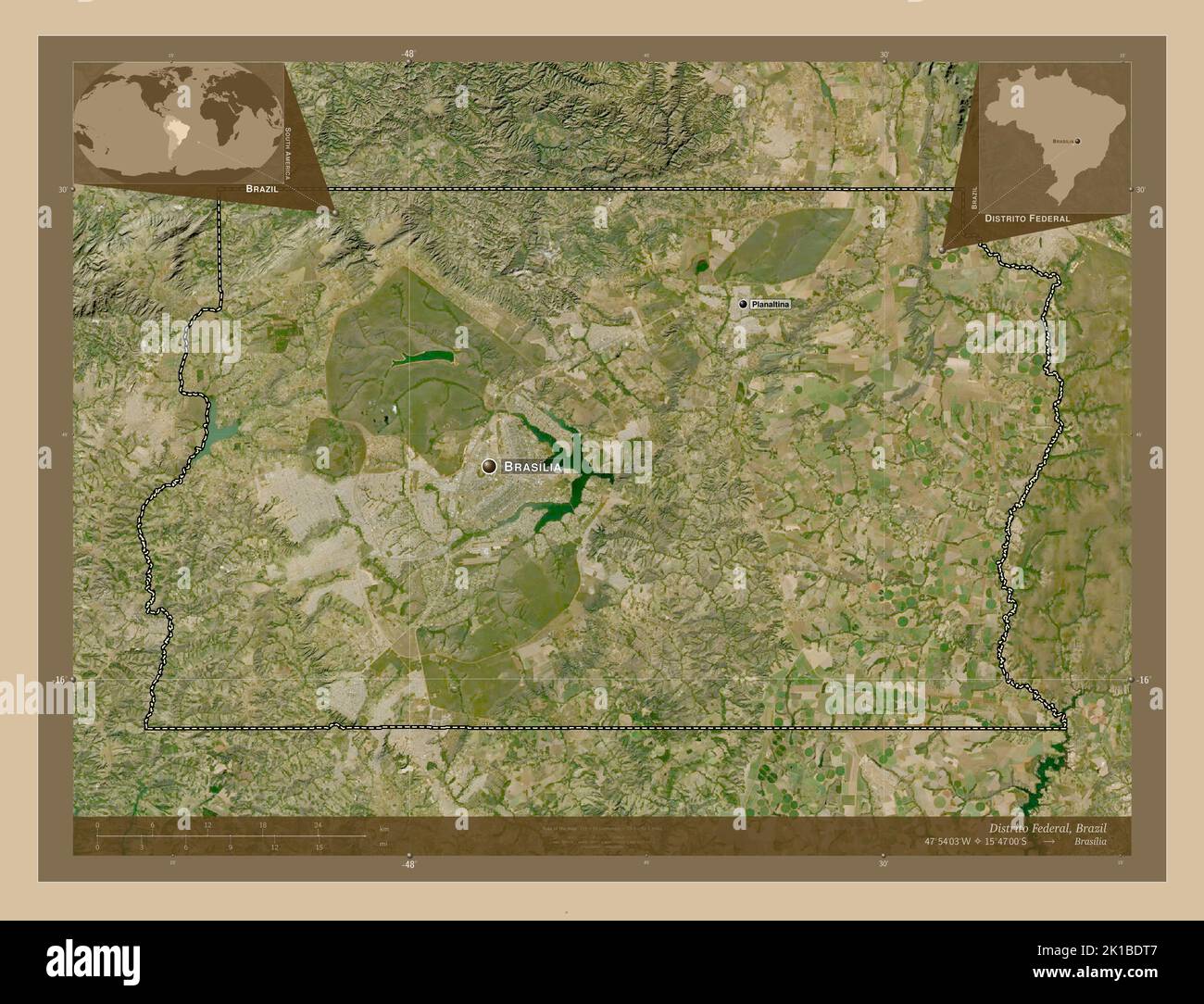 Distrito Federal, federal district of Brazil. Low resolution satellite ...