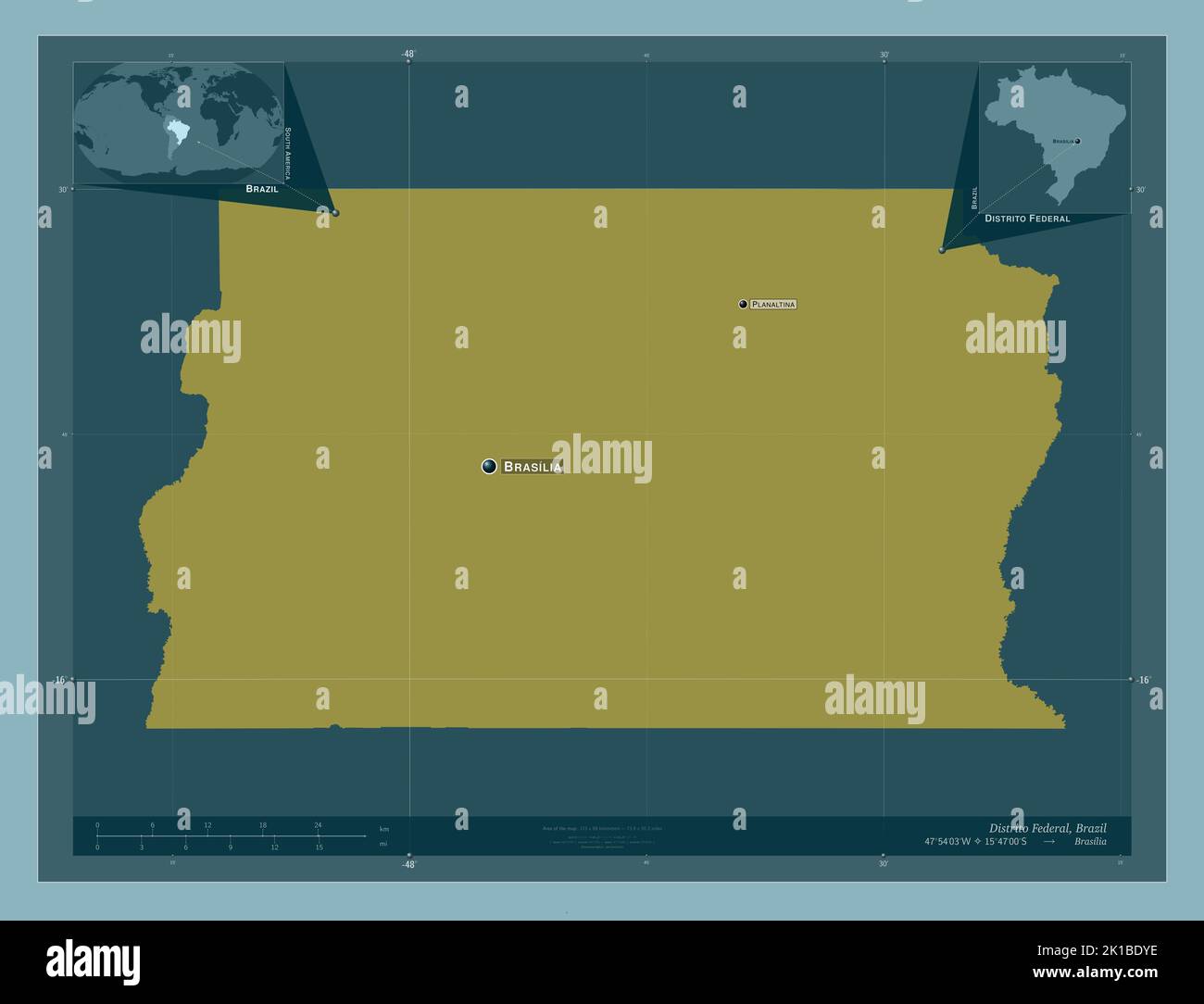Distrito Federal, federal district of Brazil. Solid color shape ...