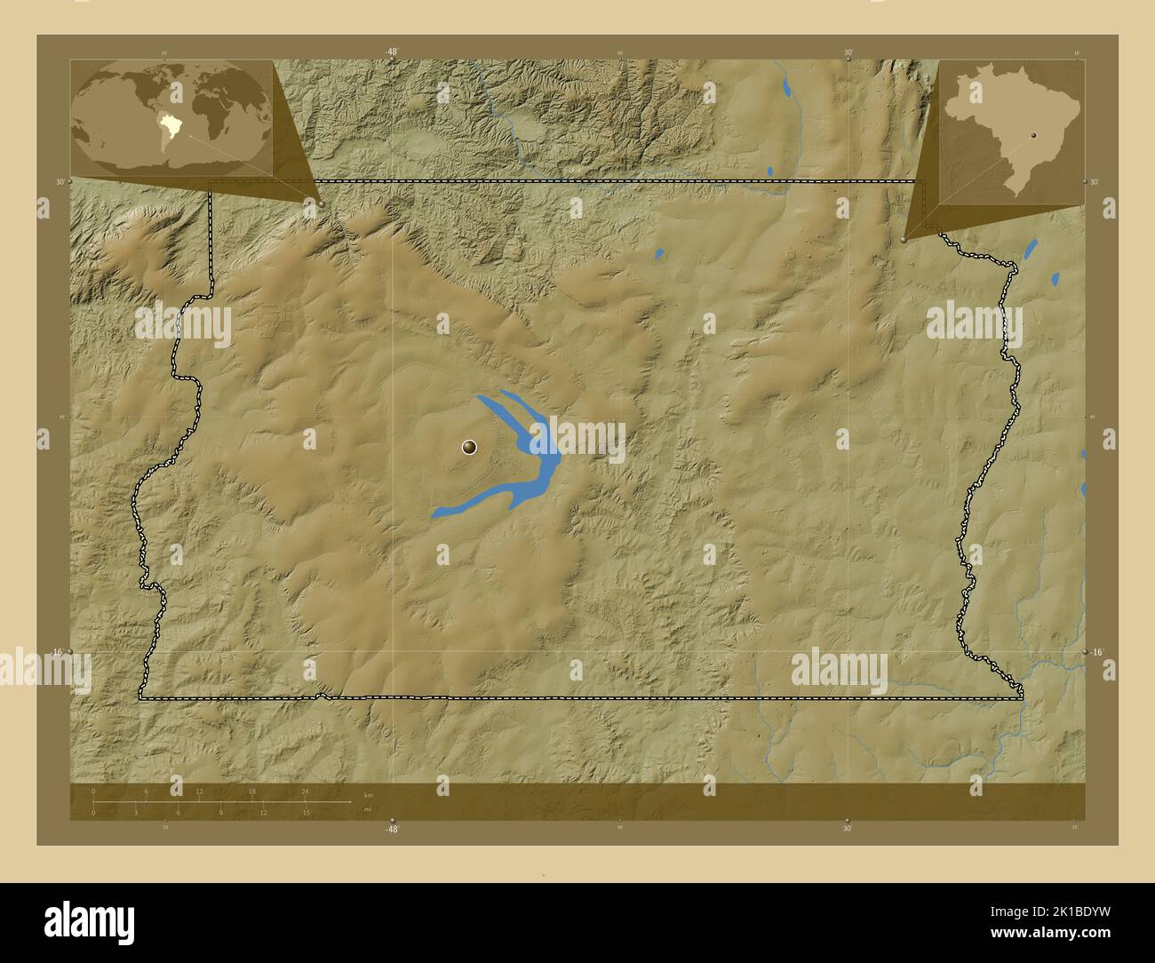 Distrito Federal, federal district of Brazil. Colored elevation map ...