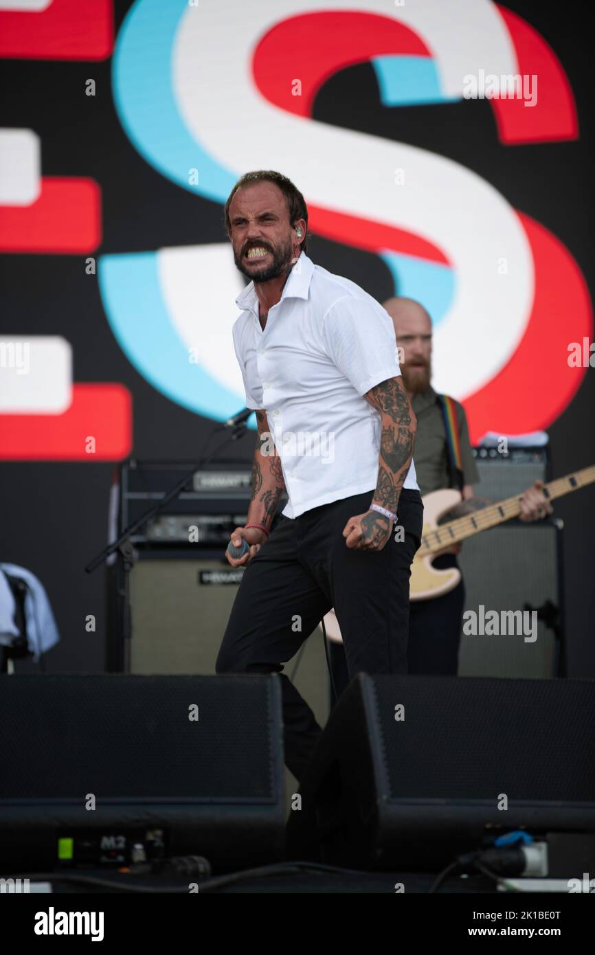 British post-punk band Idles performing at the Tempelhof Sounds ...