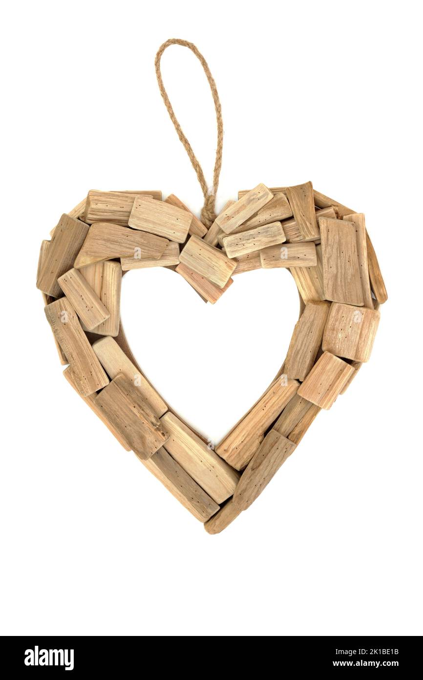 Heart shape driftwood rustic wreath symbol of love and romance. Natural ...