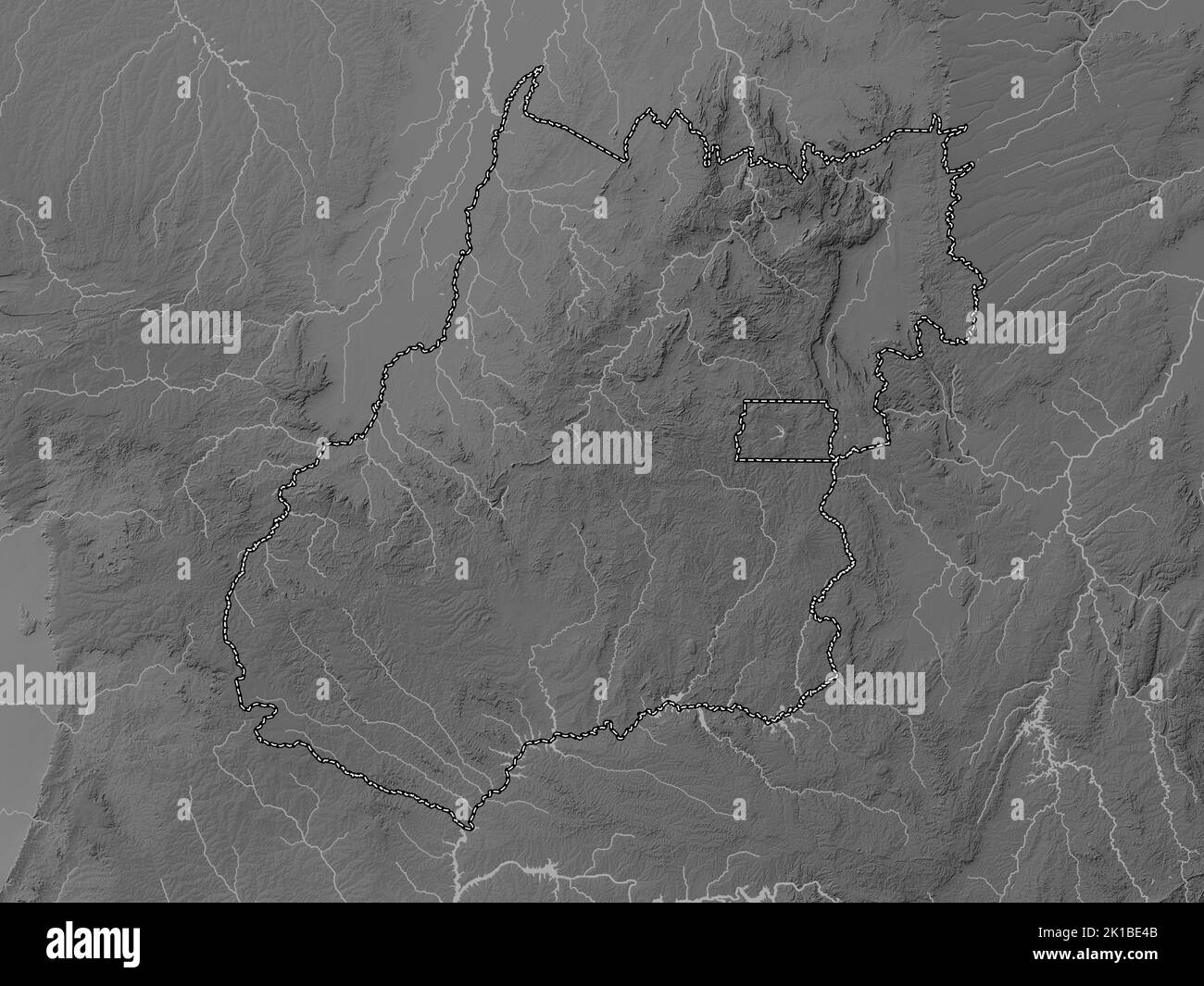 Goias, state of Brazil. Grayscale elevation map with lakes and rivers Stock Photo - Alamy