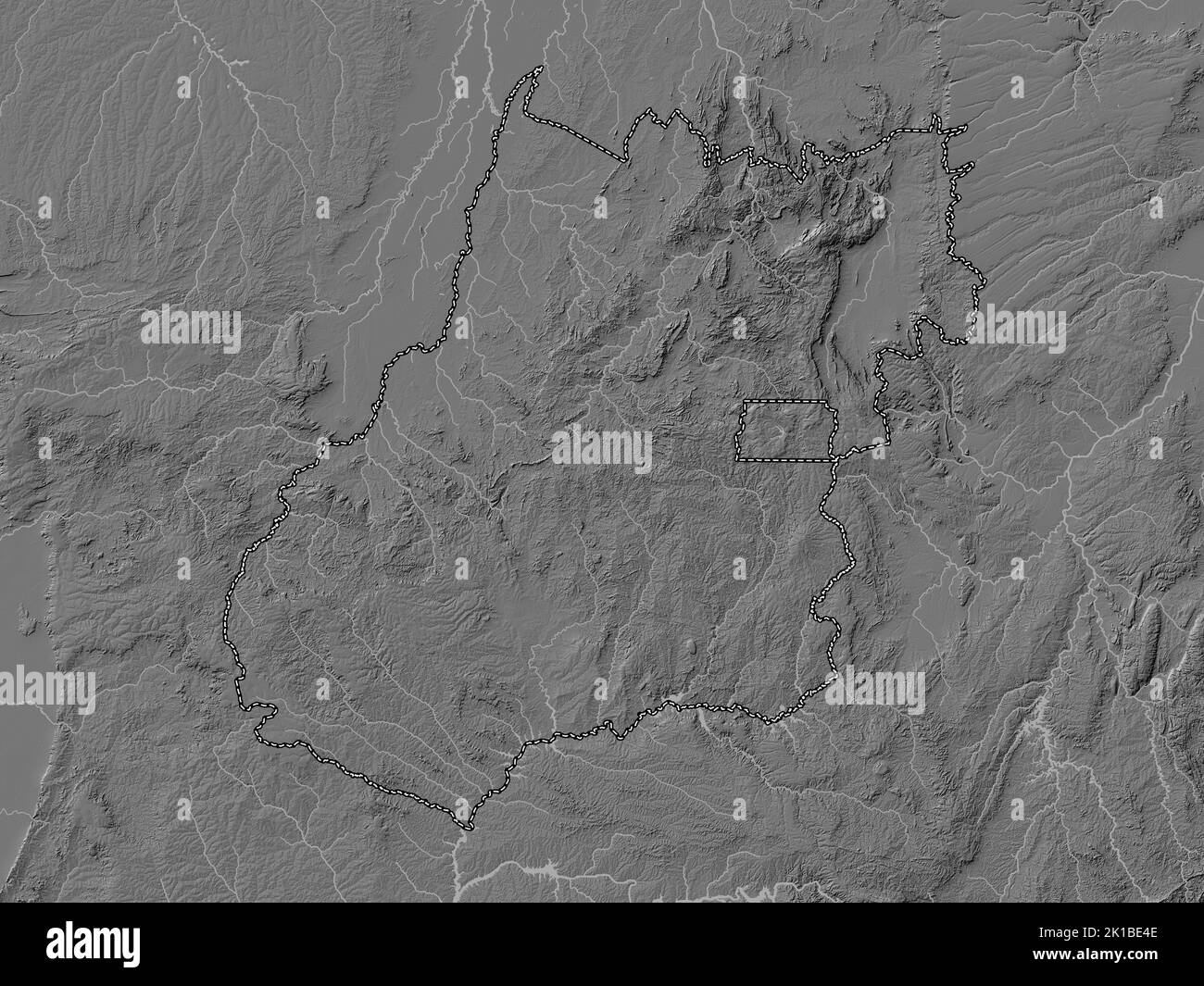 Goias, state of Brazil. Bilevel elevation map with lakes and rivers ...