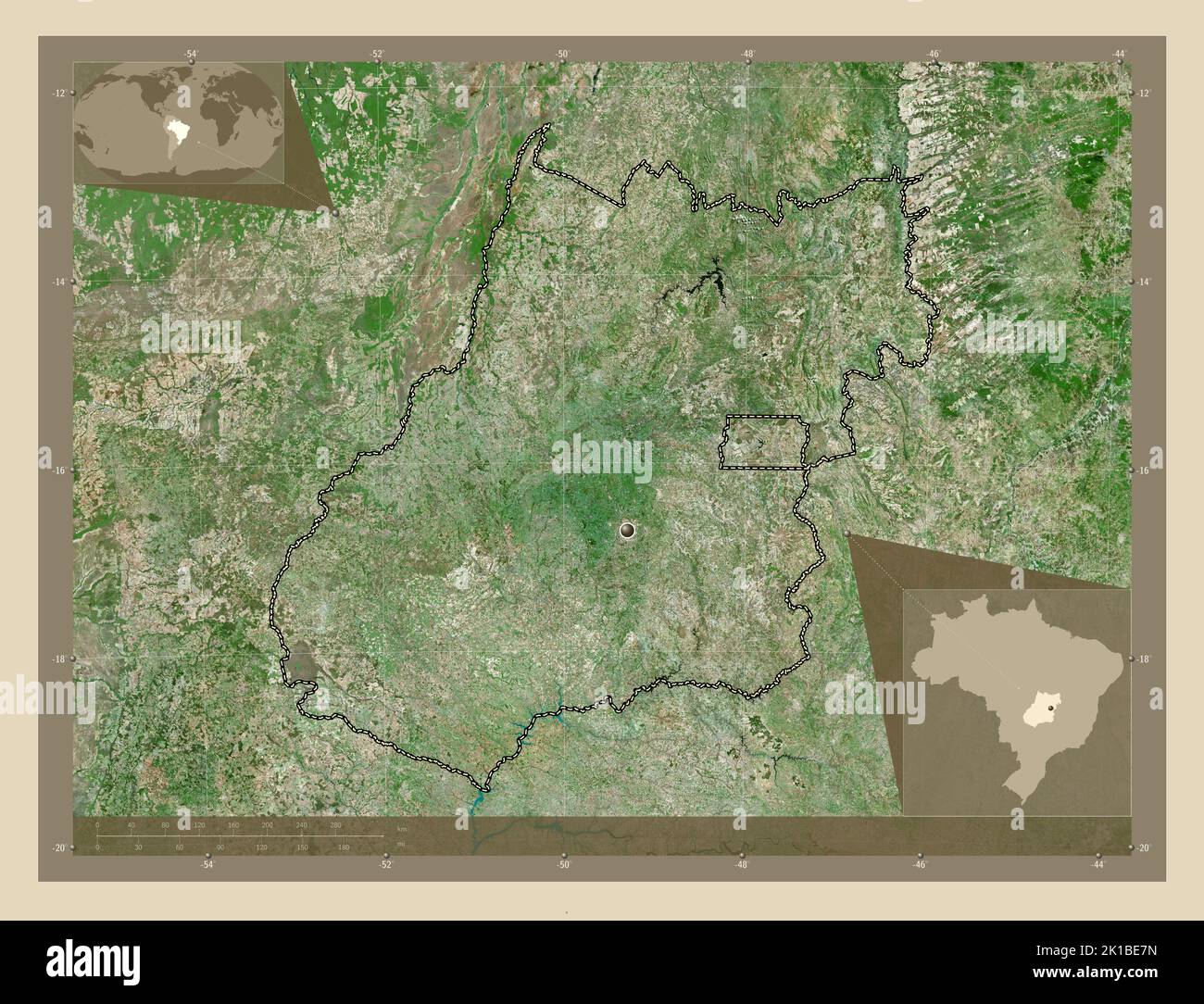 Goias, state of Brazil. High resolution satellite map. Corner auxiliary ...