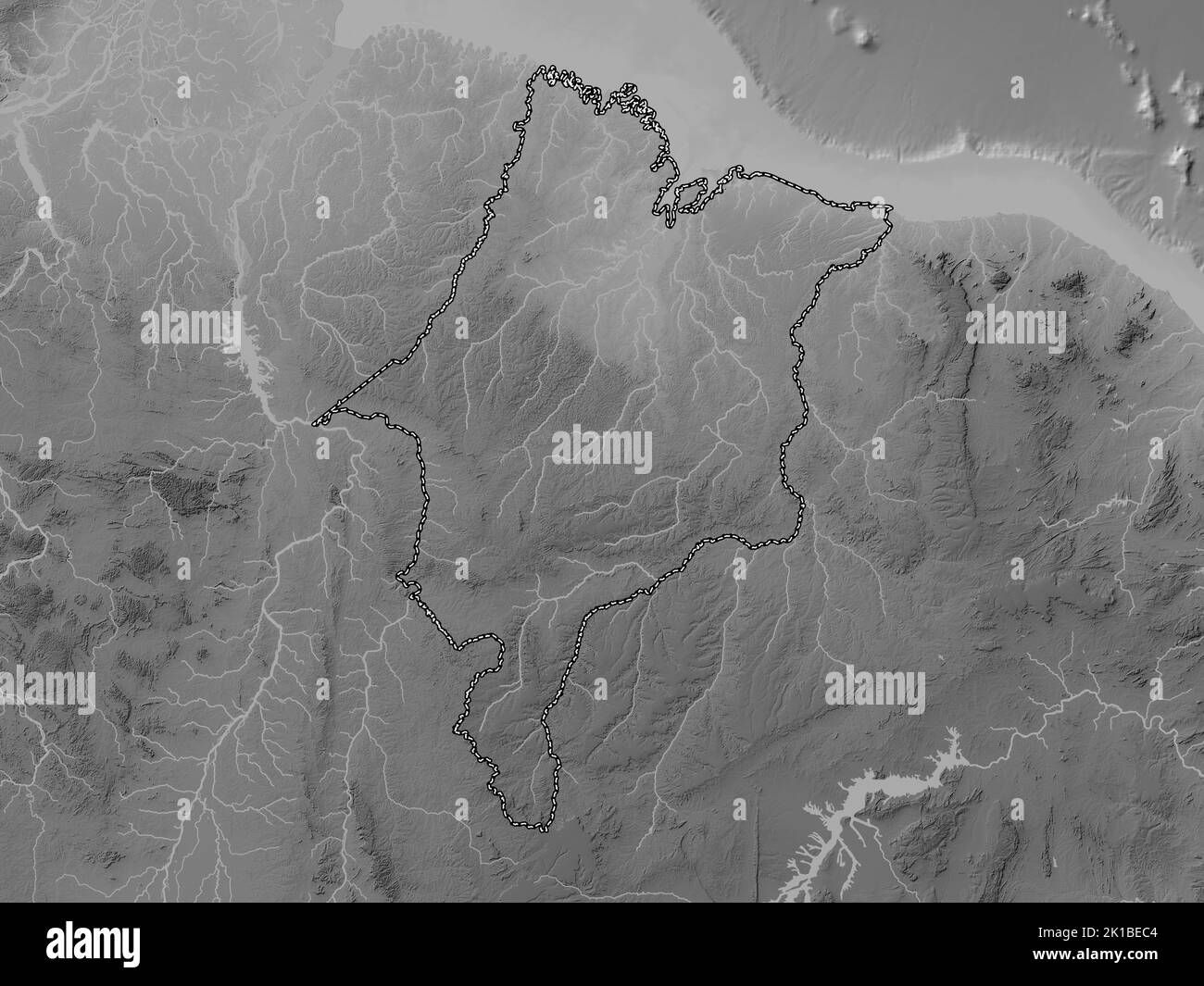 Maranhao, state of Brazil. Grayscale elevation map with lakes and rivers Stock Photo - Alamy
