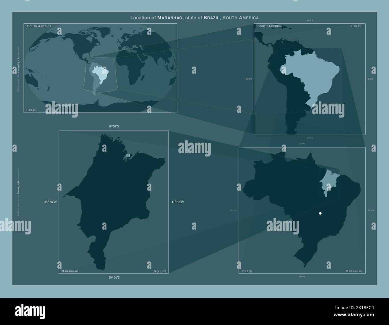 Maranhao, state of Brazil. Diagram showing the location of the region ...