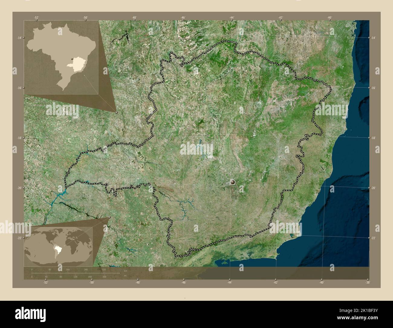 Minas Gerais, state of Brazil. High resolution satellite map. Corner ...