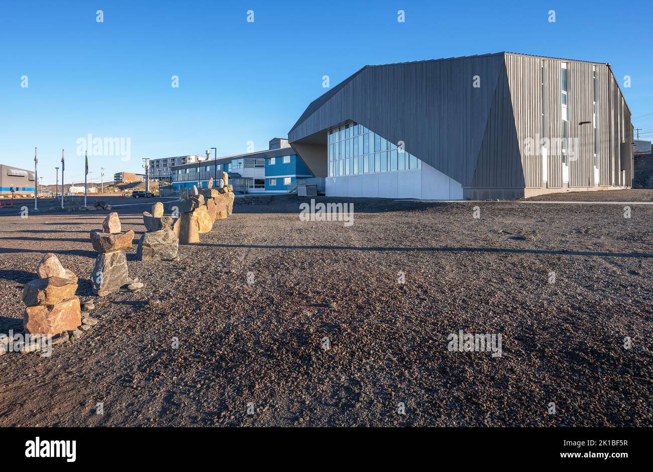 Entrance driveway to Nunavut Arctic College in Iqaluit Stock Photo - Alamy