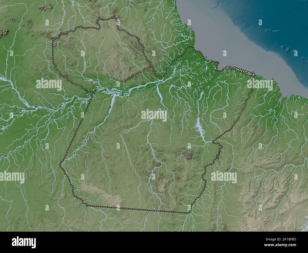 Para, state of Brazil. Elevation map colored in wiki style with lakes ...