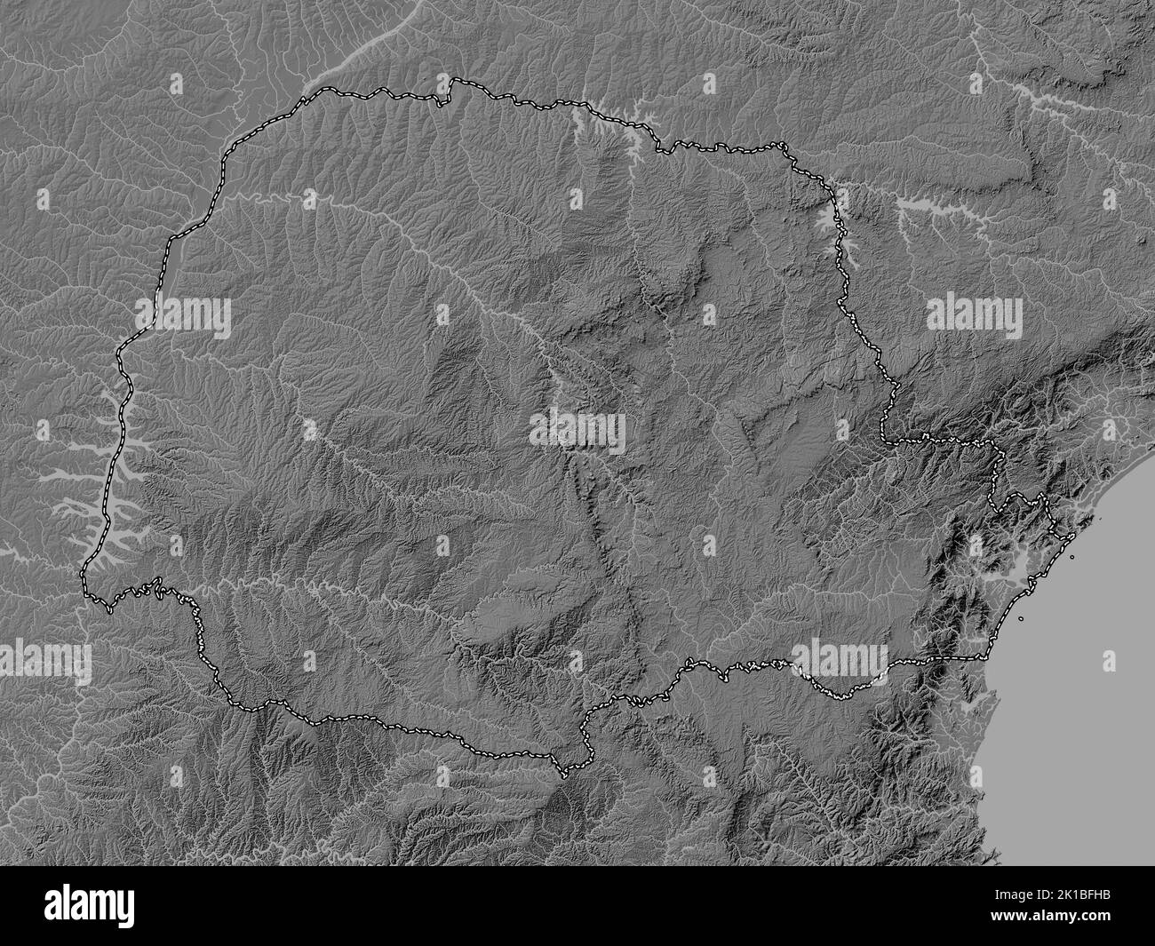 Parana, state of Brazil. Bilevel elevation map with lakes and rivers ...