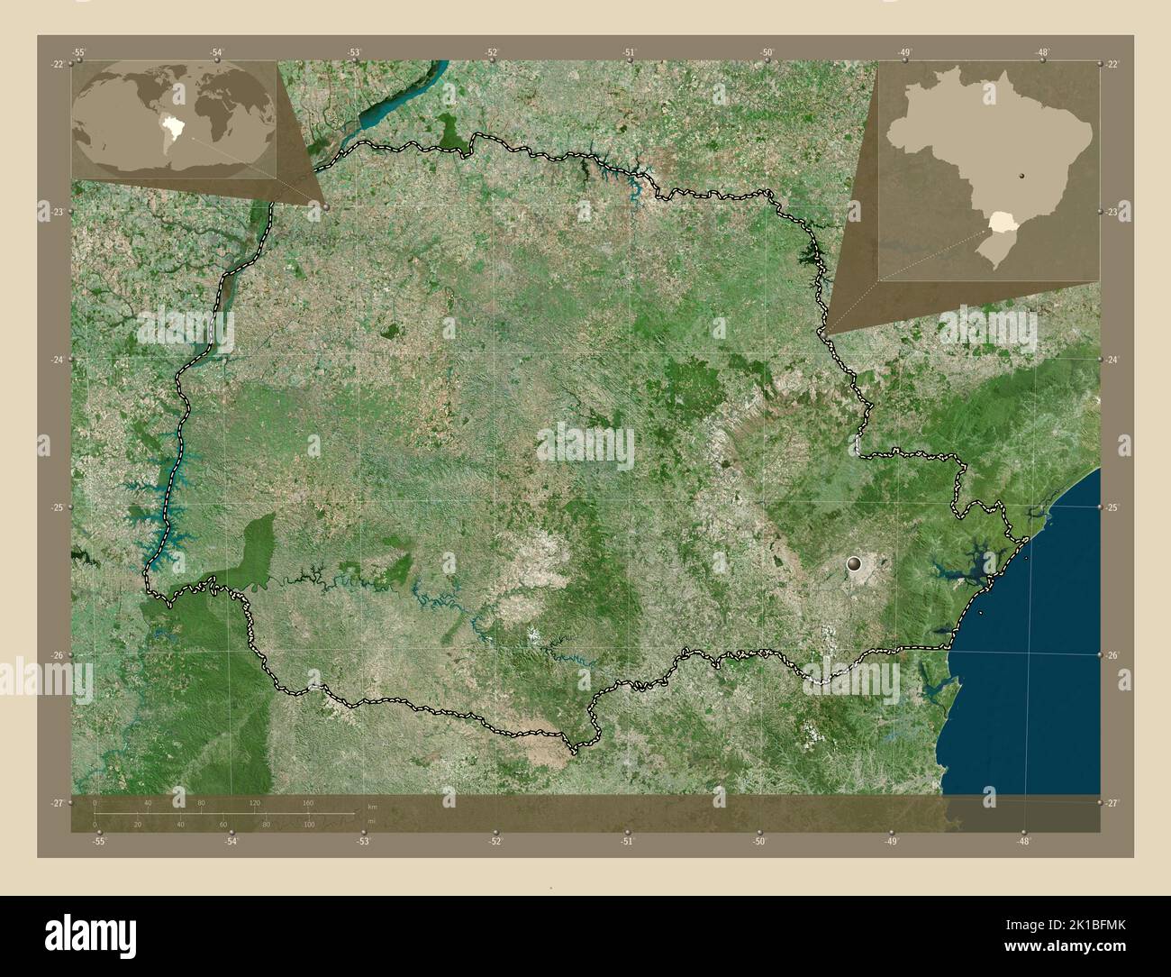 Parana, state of Brazil. High resolution satellite map. Corner ...