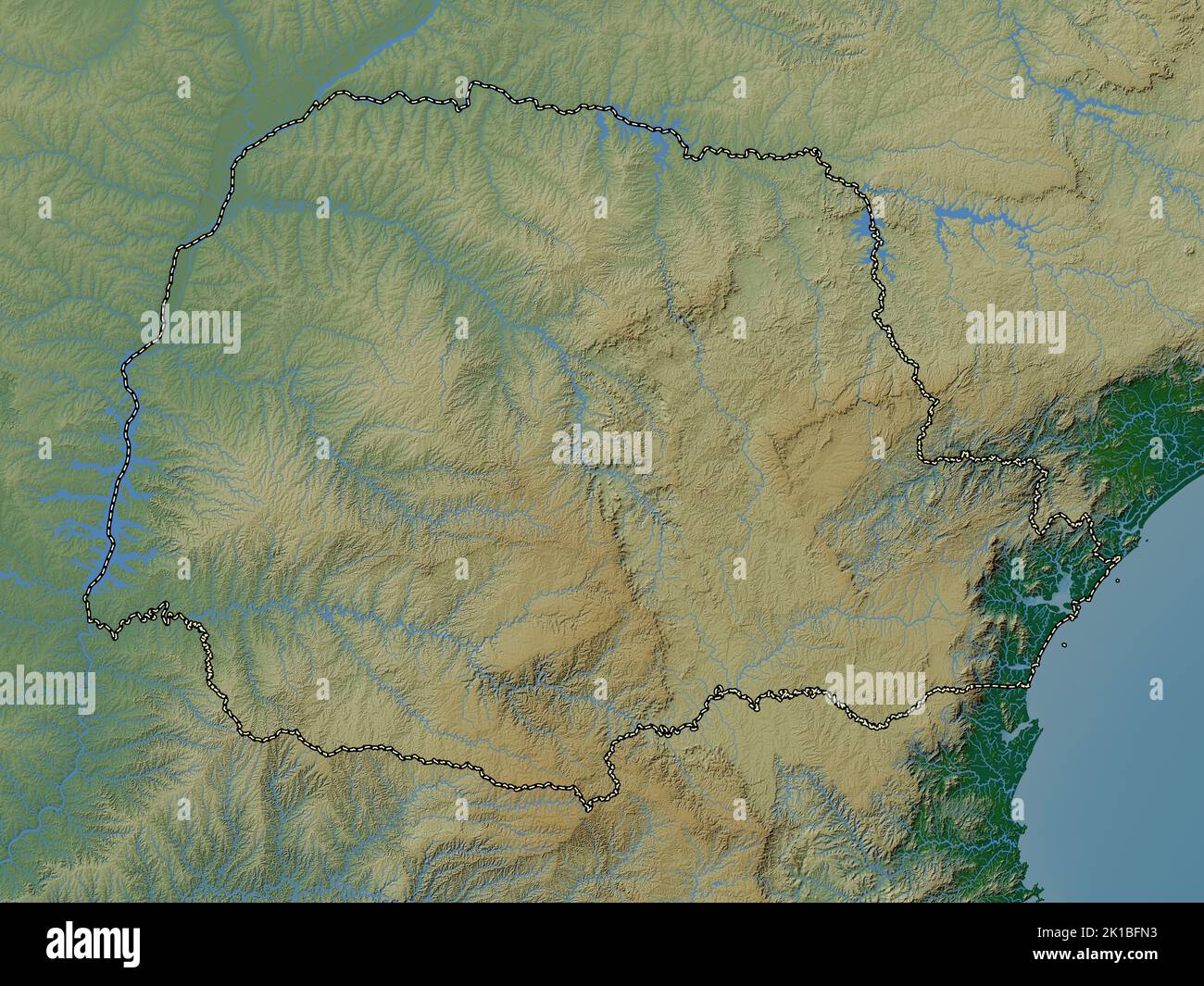 Parana, state of Brazil. Colored elevation map with lakes and rivers ...