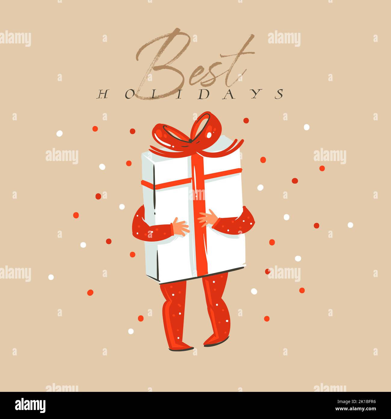 Hand drawn vector abstract fun Merry Christmas and Happy New Year time ...