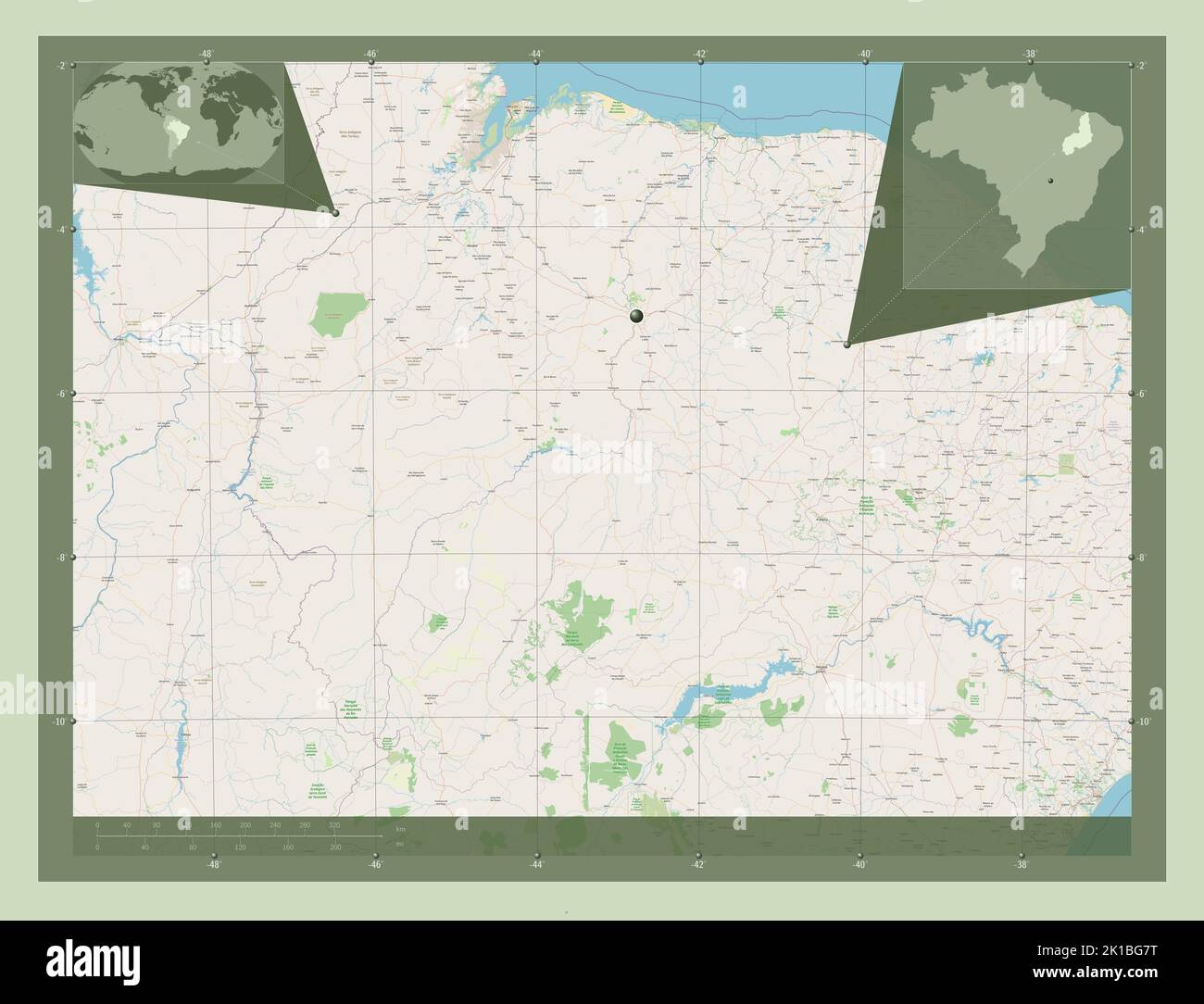 Piaui, state of Brazil. Open Street Map. Corner auxiliary location maps ...