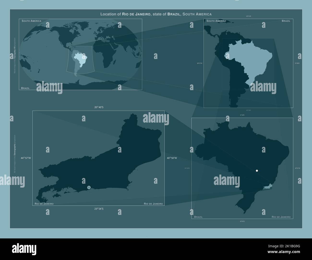 Rio de Janeiro, state of Brazil. Diagram showing the location of the ...