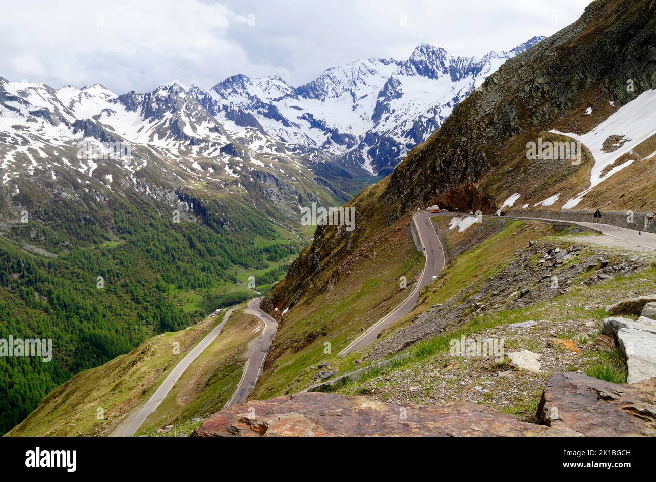 Scenic Timmelsjoch mountain pass connecting Oetztal valley in Austrian ...