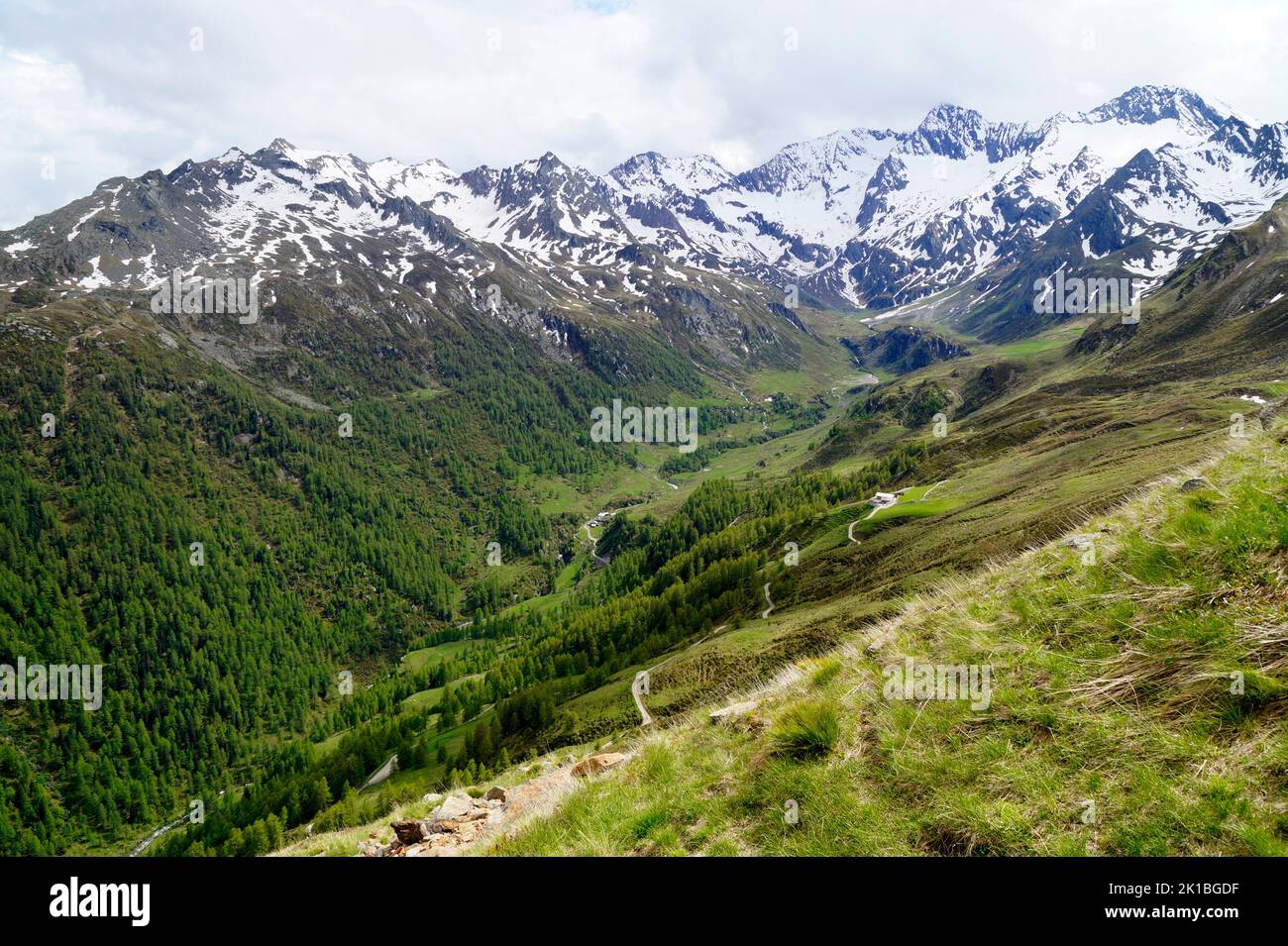 Scenic Timmelsjoch mountain pass connecting Oetztal valley in Austrian ...