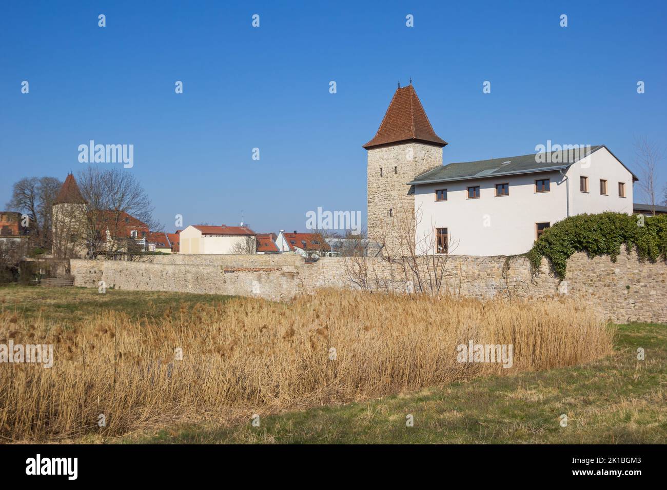 Surrounding city wall with towers in Stassfurt, Germany Stock Photo - Alamy