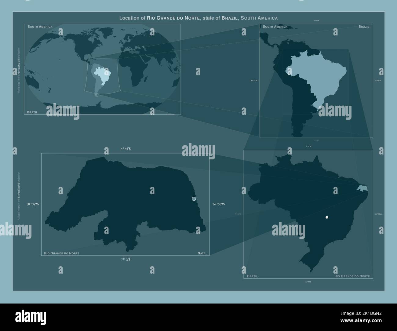 Rio Grande do Norte, state of Brazil. Diagram showing the location of ...