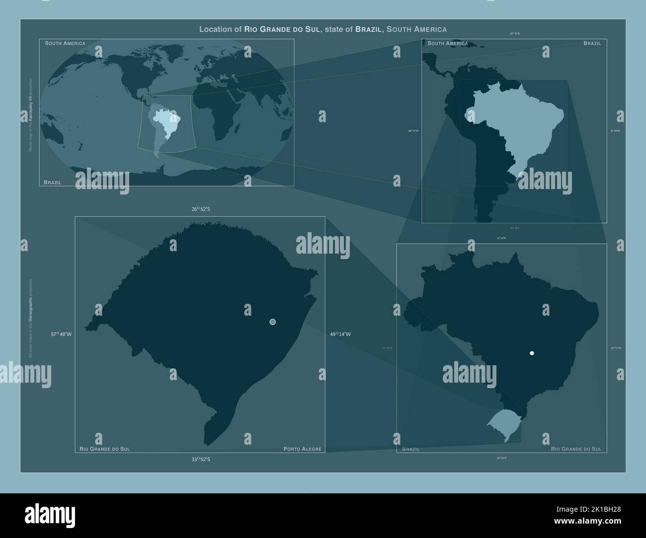 Rio Grande do Sul, state of Brazil. Diagram showing the location of the ...
