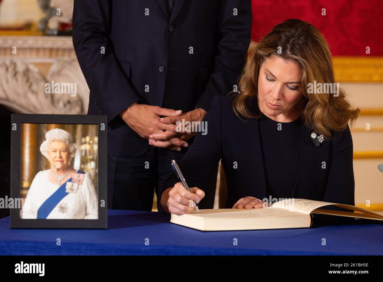 Prime Minister of Canada Justin Trudeau and his wife Sophe Trudeau sign ...