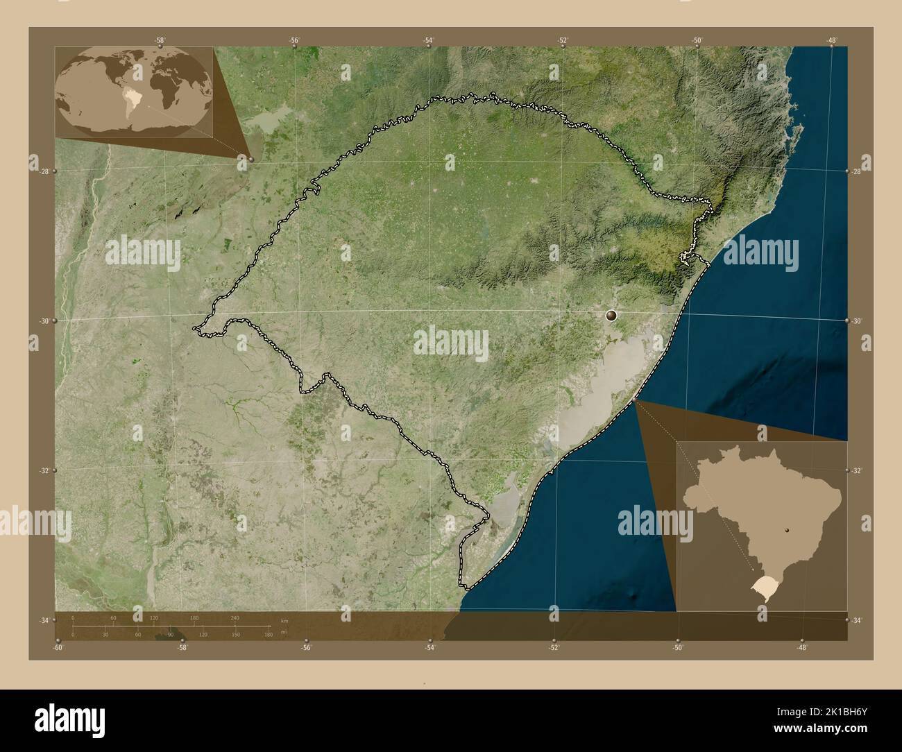 Rio Grande do Sul, state of Brazil. Low resolution satellite map ...