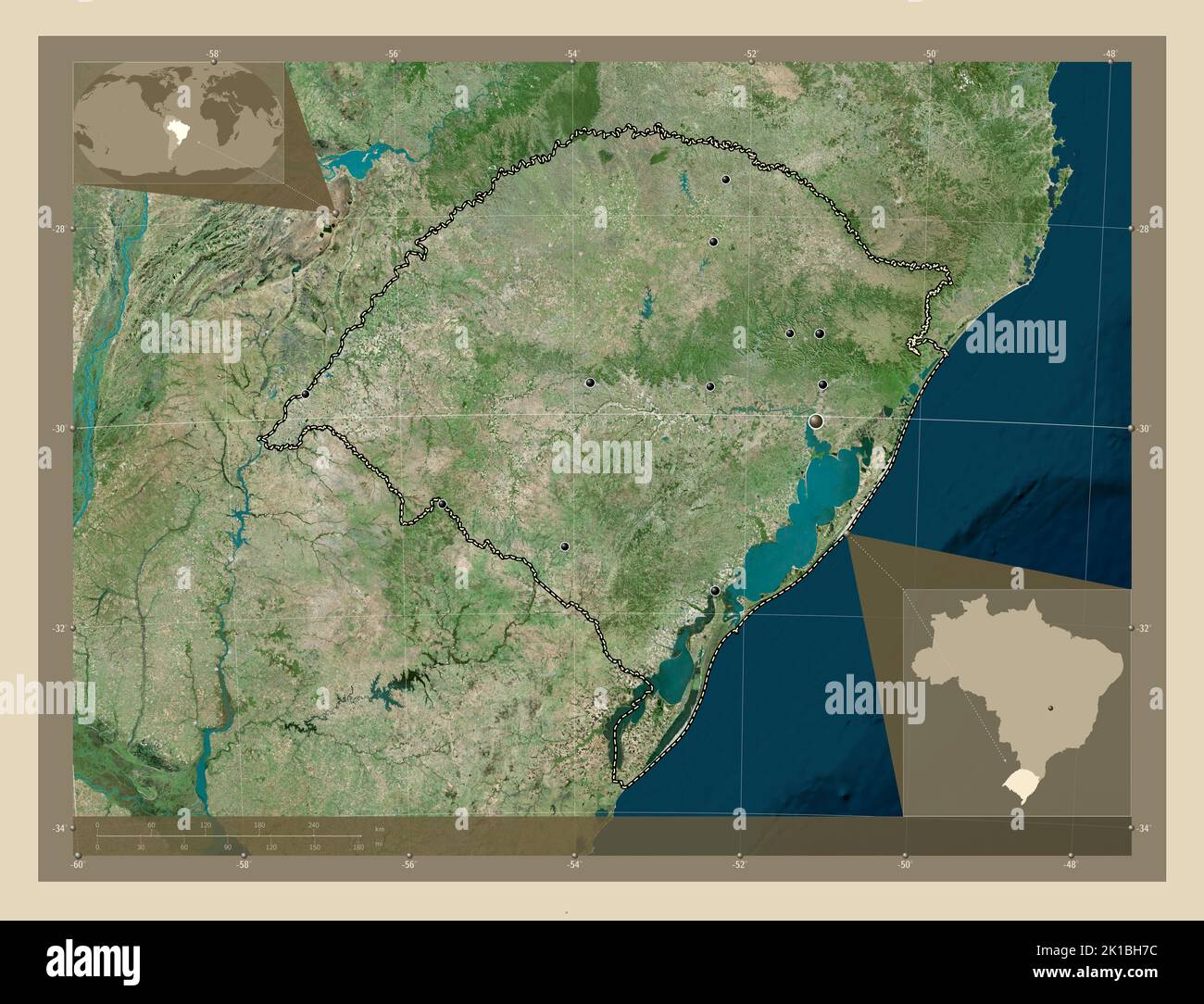 Rio Grande do Sul, state of Brazil. High resolution satellite map ...