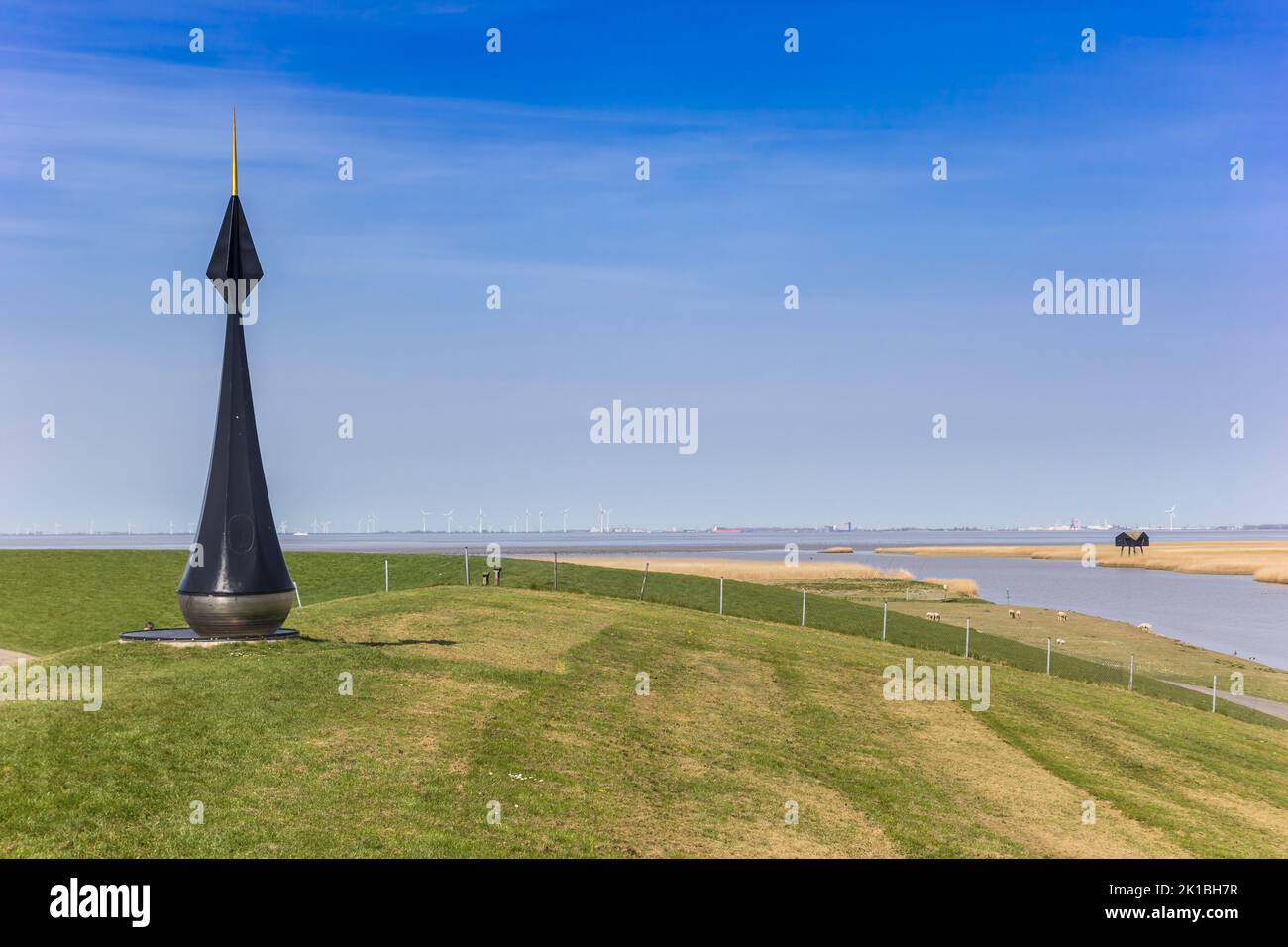 Large buoy on top of the dike in Nieuwe Statenzijl, Netherlands Stock ...