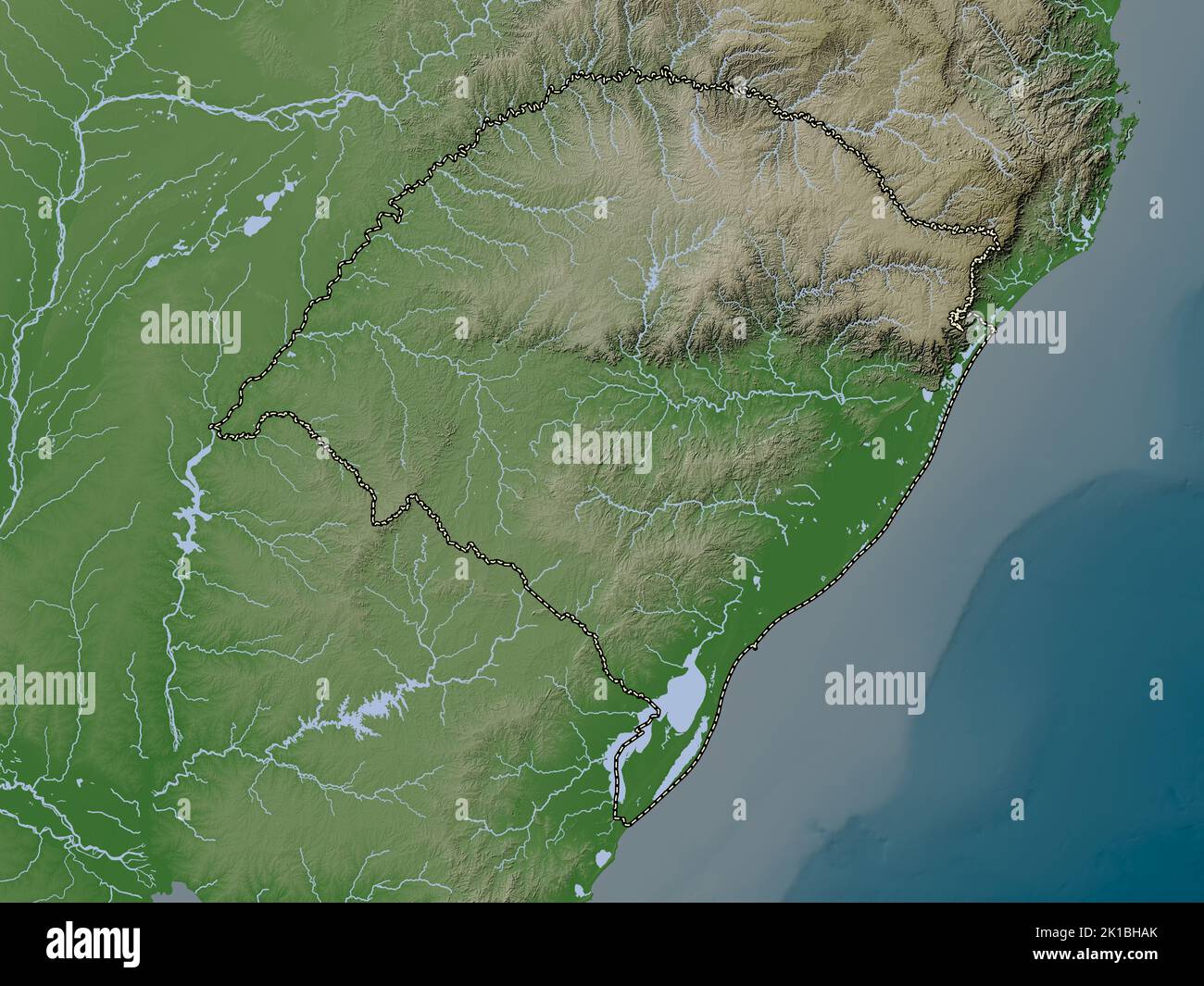 Rio Grande do Sul, state of Brazil. Elevation map colored in wiki style ...