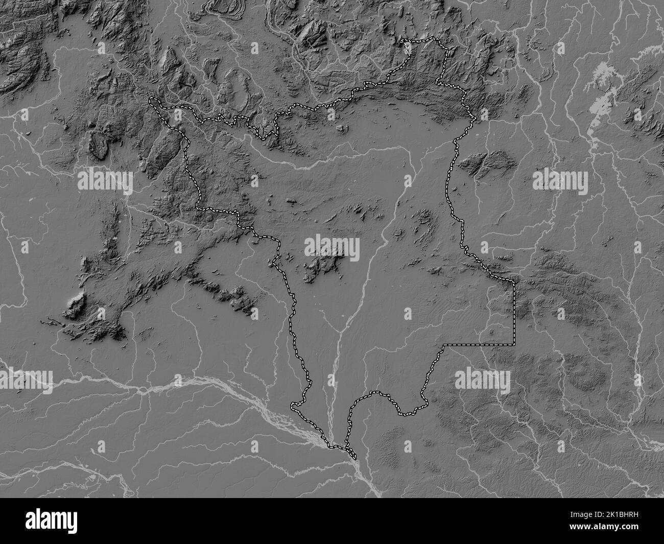 Roraima, state of Brazil. Bilevel elevation map with lakes and rivers Stock Photo - Alamy