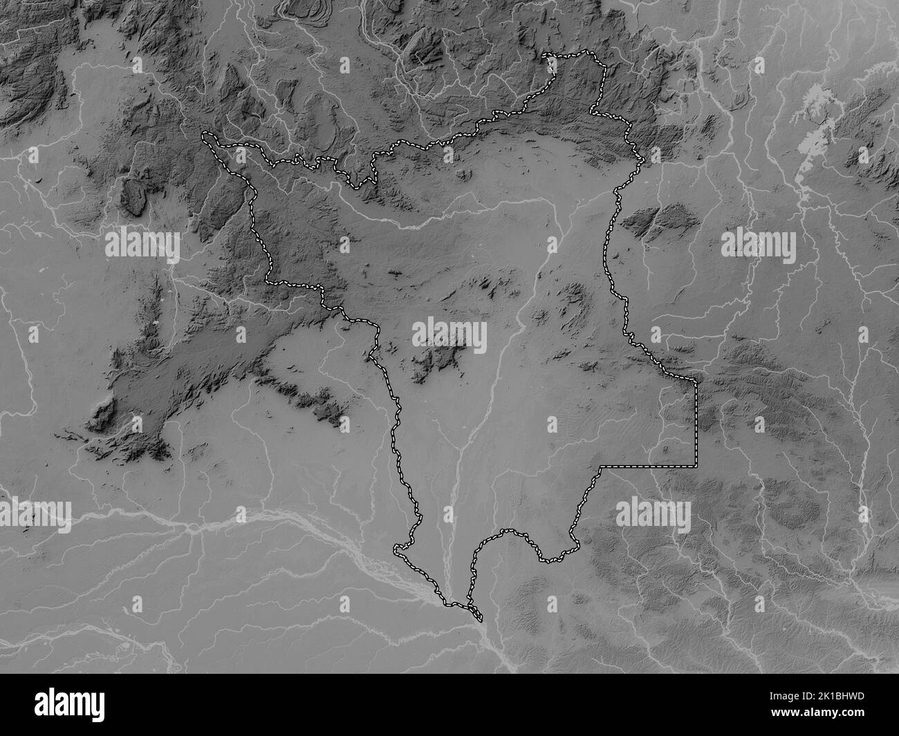 Roraima, state of Brazil. Grayscale elevation map with lakes and rivers Stock Photo - Alamy