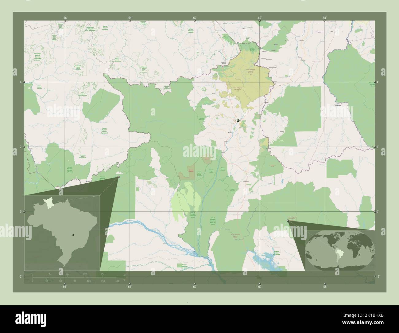Roraima, state of Brazil. Open Street Map. Corner auxiliary location maps Stock Photo - Alamy
