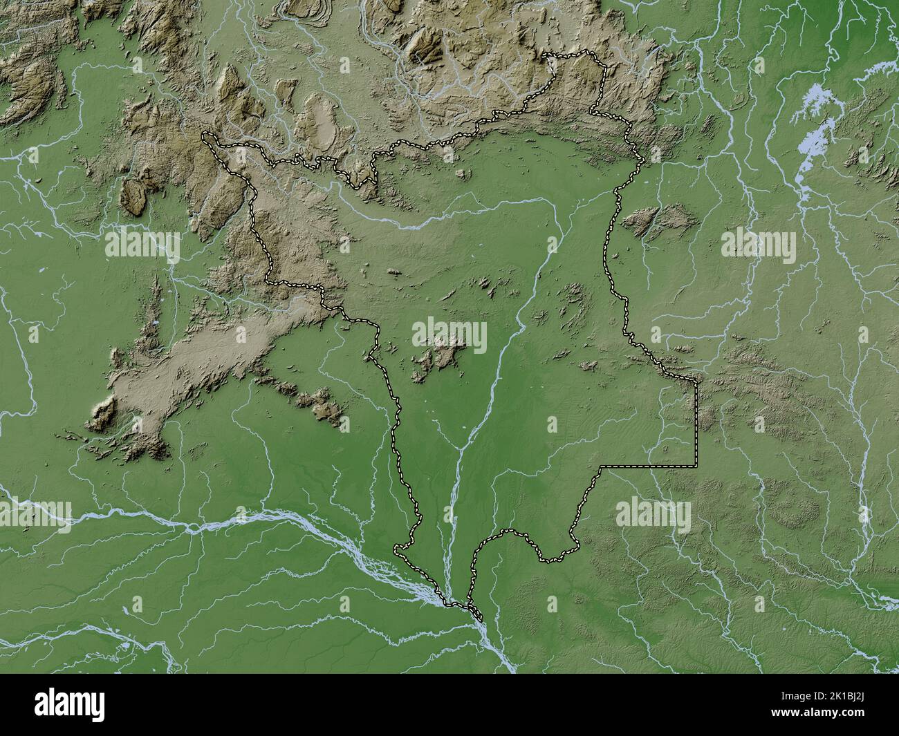 Roraima, state of Brazil. Elevation map colored in wiki style with lakes and rivers Stock Photo ...