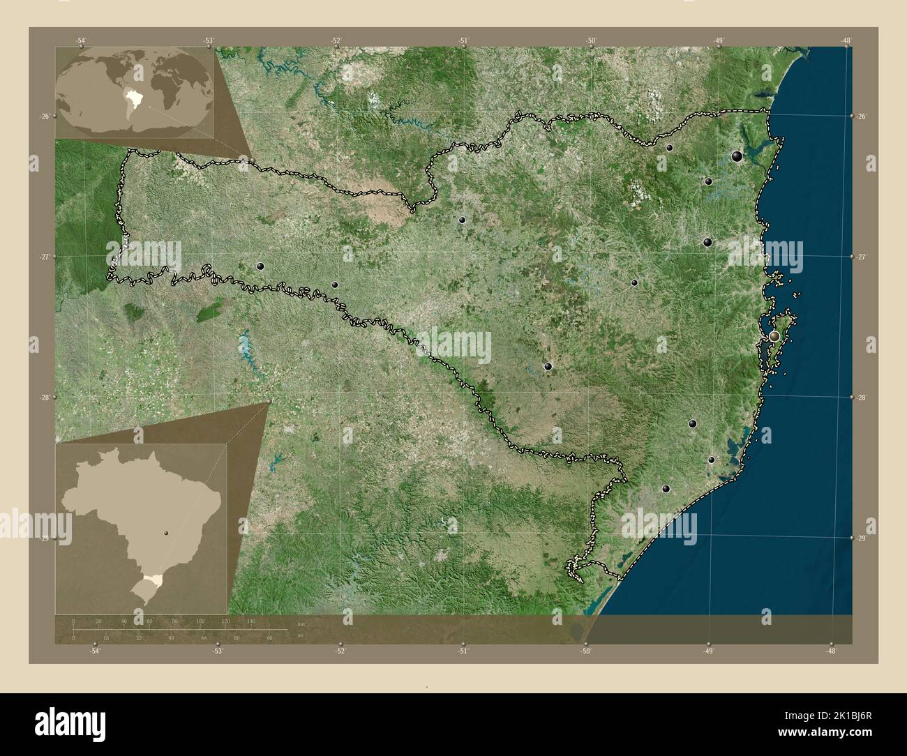 Santa Catarina, state of Brazil. High resolution satellite map ...