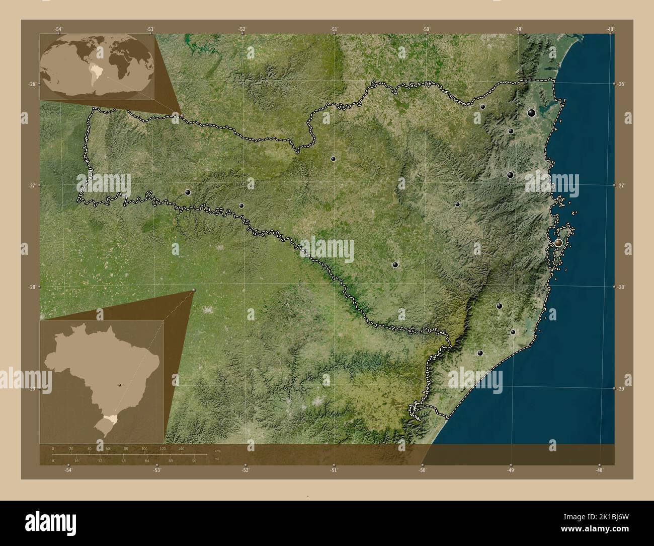 Santa Catarina, state of Brazil. Low resolution satellite map ...