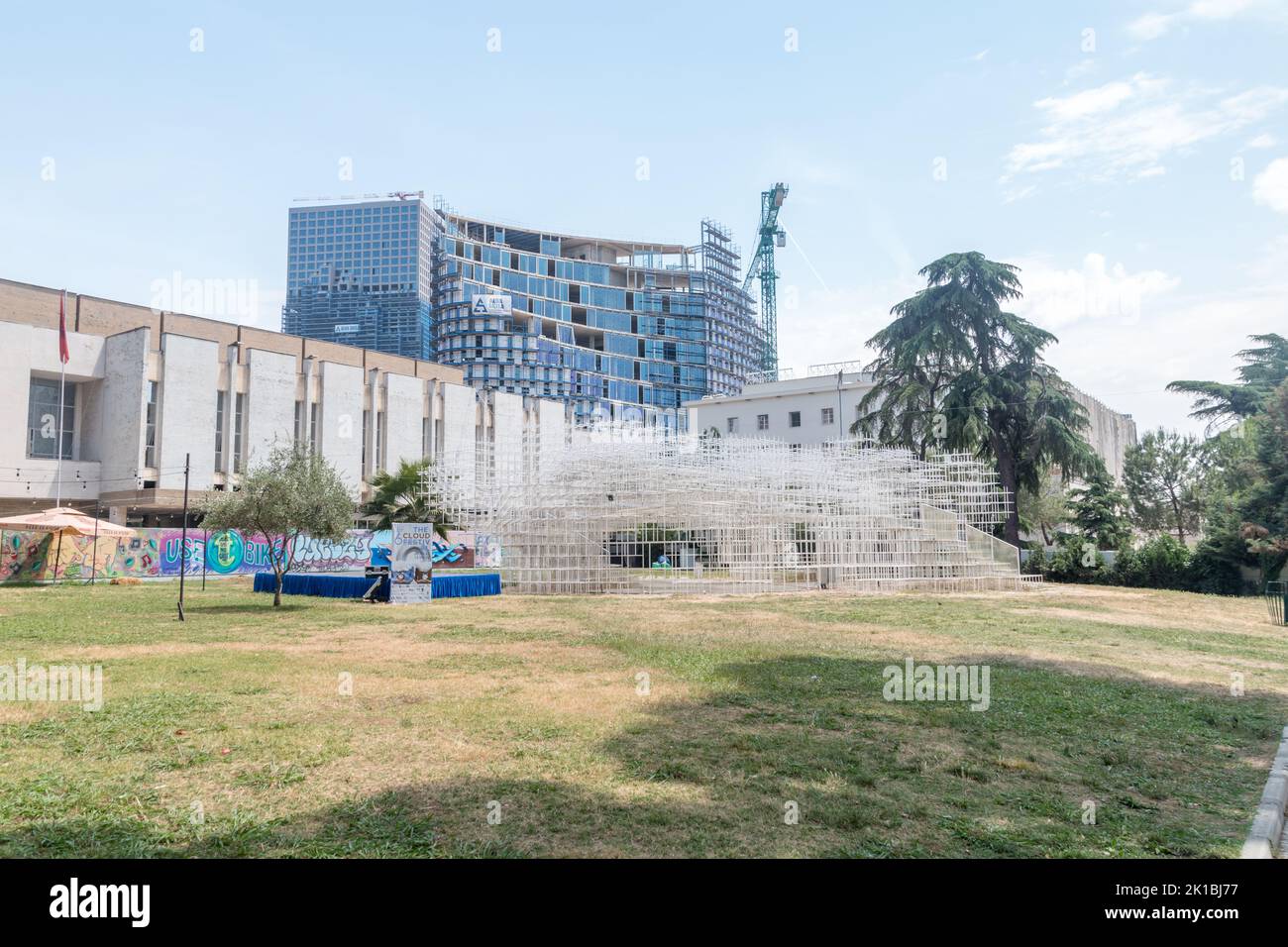 Tirana, Albania - June 4, 2022: Cloud art installation near National Arts Gallery Stock Photo ...