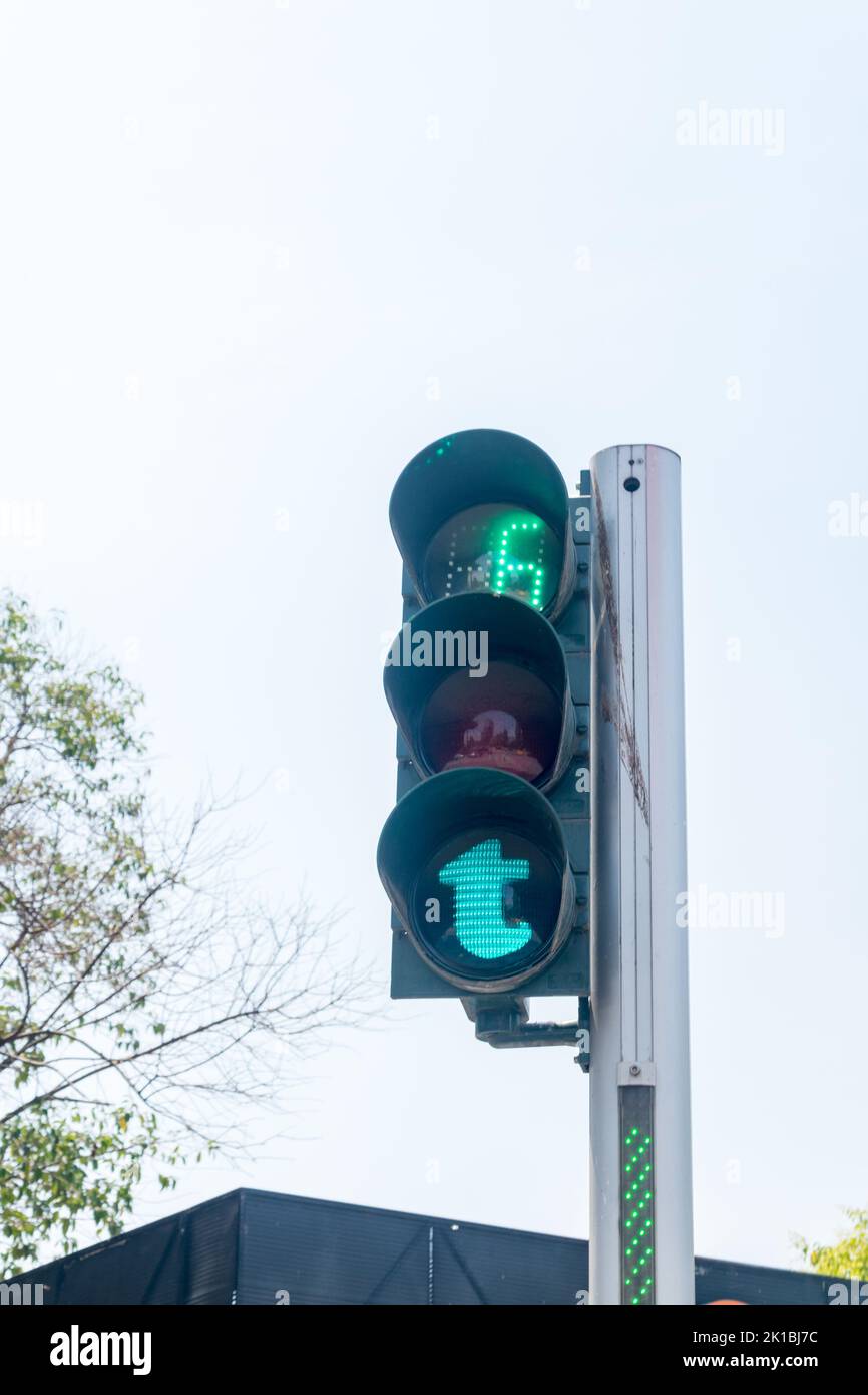 Green pedestrian traffic light in capital of Albania Stock Photo - Alamy