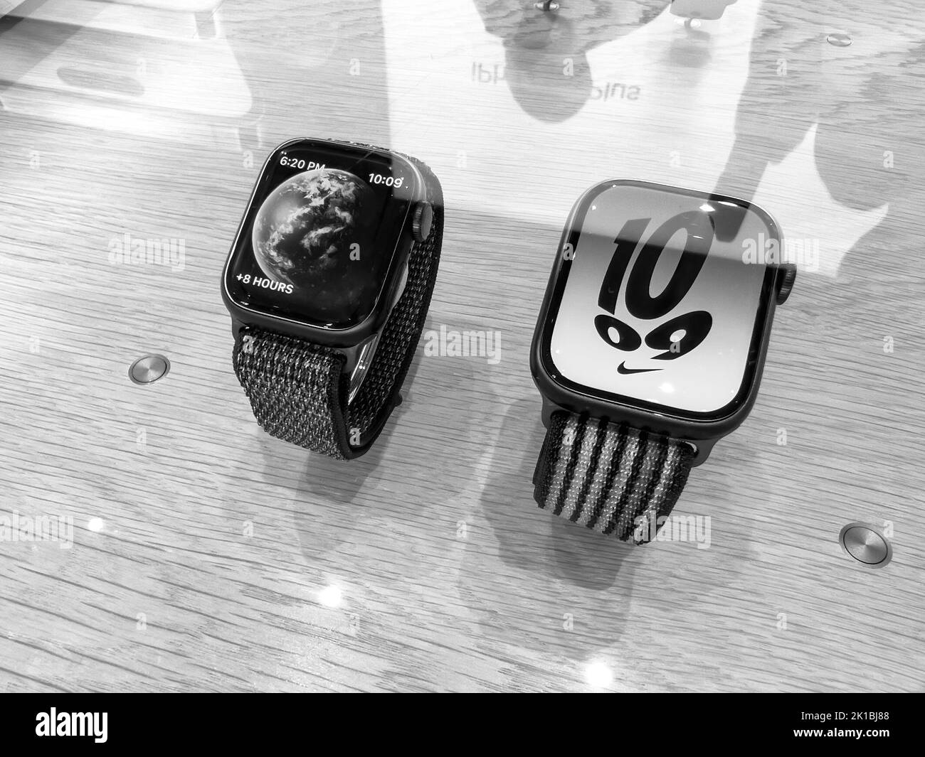 Paris France Sep 16 2022 Apple Store Featuring New Apple Watch Series 8 With Features