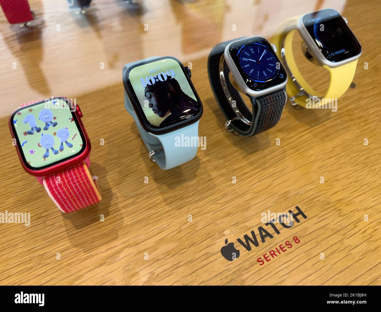 Paris, France - Sep 16, 2022: Row of devices in Apple store featuring ...